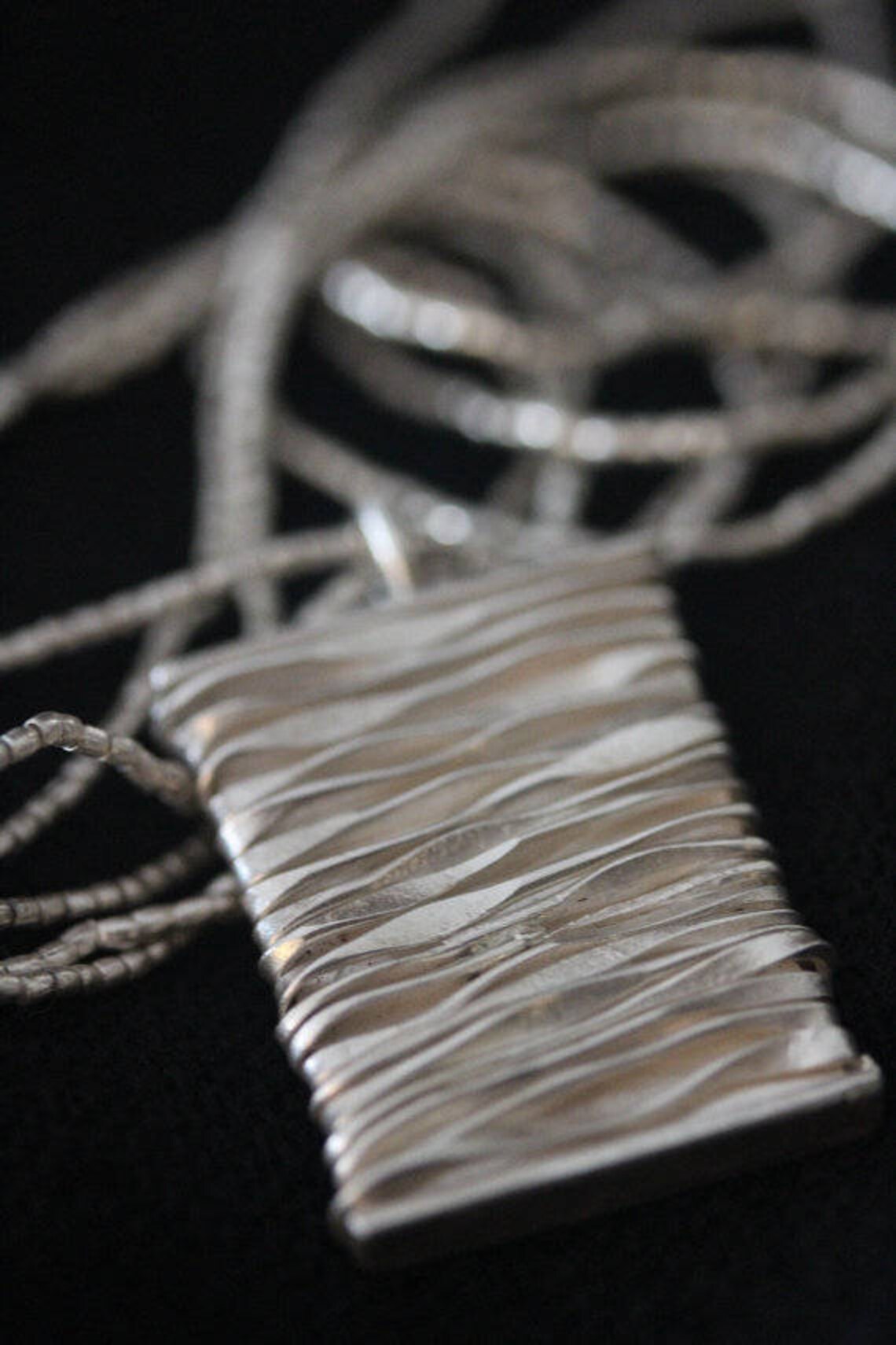 Silver Wire Pendant on a Silver Beads Necklace (N0028) - Etsy Canada