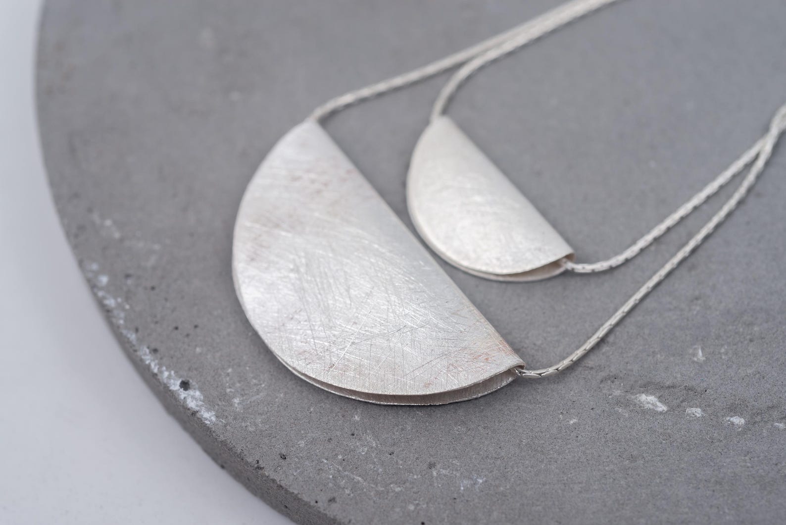 Double Strand Silver Half-moon Pendants Long Necklace (STN0016) - Etsy