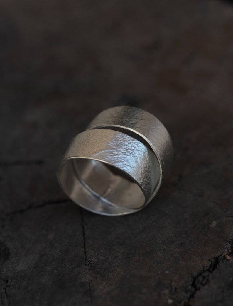 Handmade Infinity Wrap Textured Silver Ring R0029 custom | Etsy