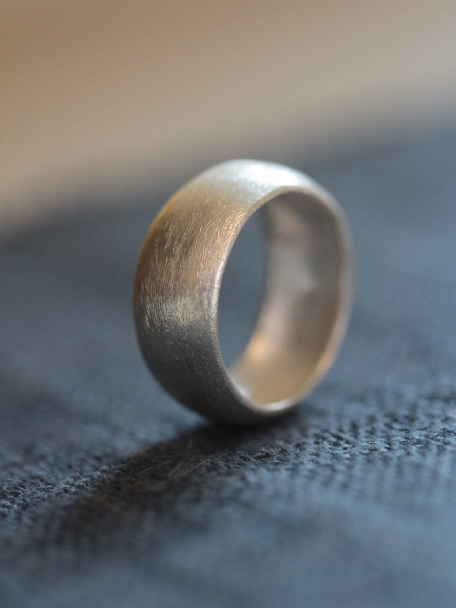 Handmade Wide Band Scratched Surface Silver Ring - Etsy
