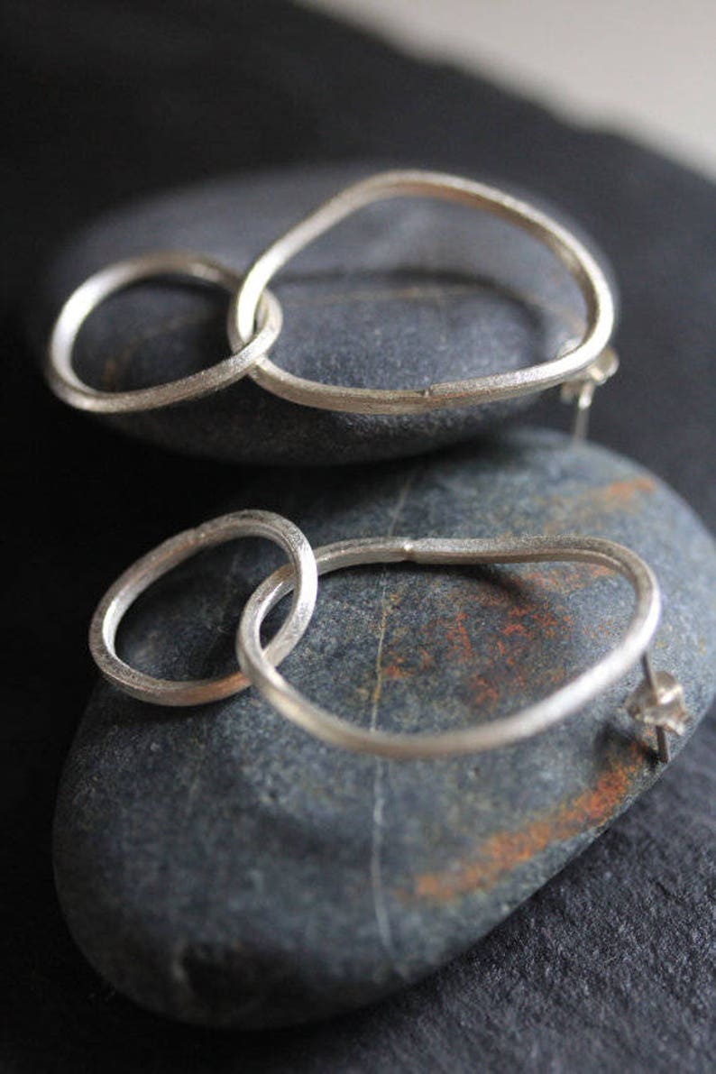 Handmade Silver Interlocked Oval Loops Earrings E0167 - Etsy