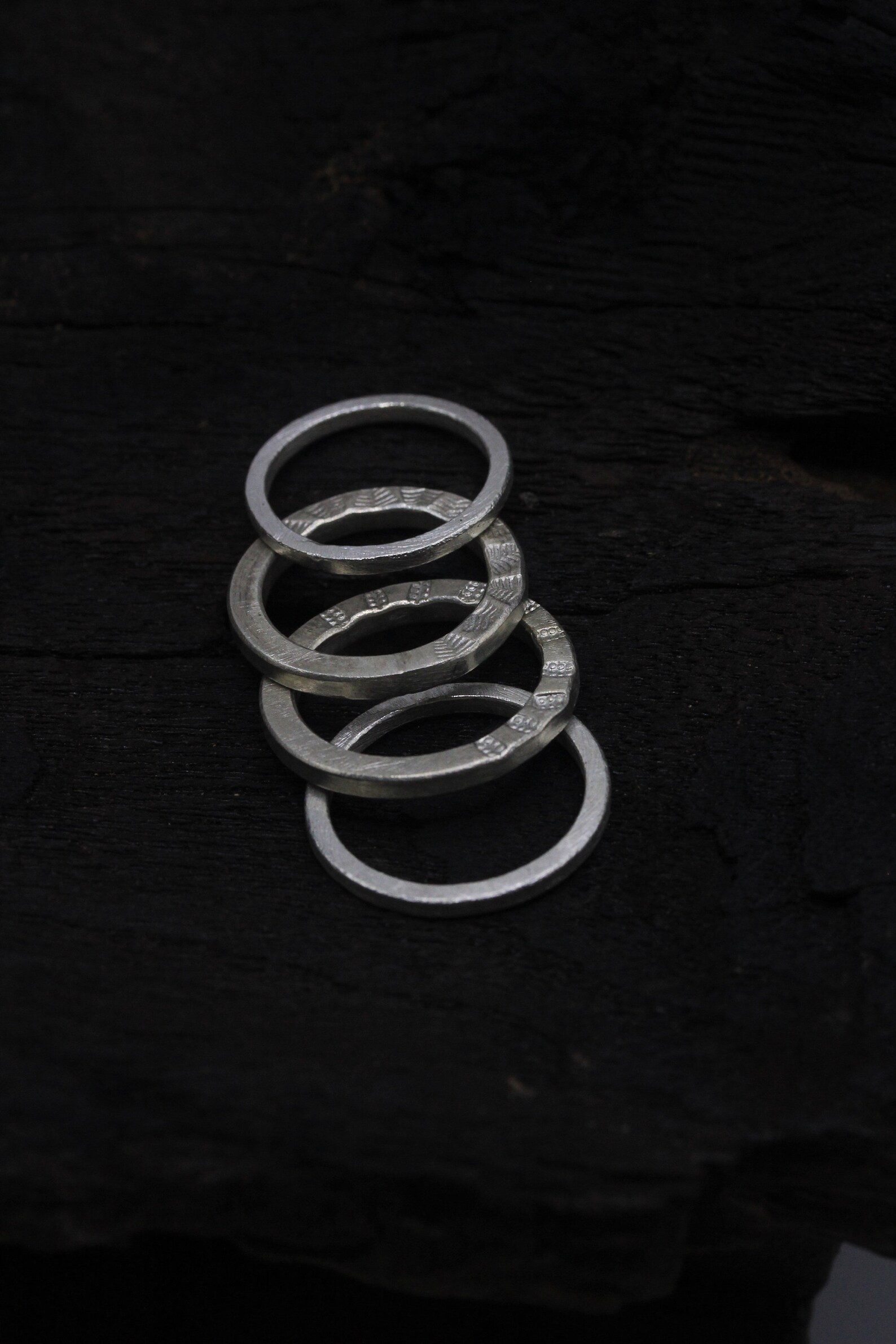 Large Profile Handmade Silver Ring With Stamped Patterns | Etsy