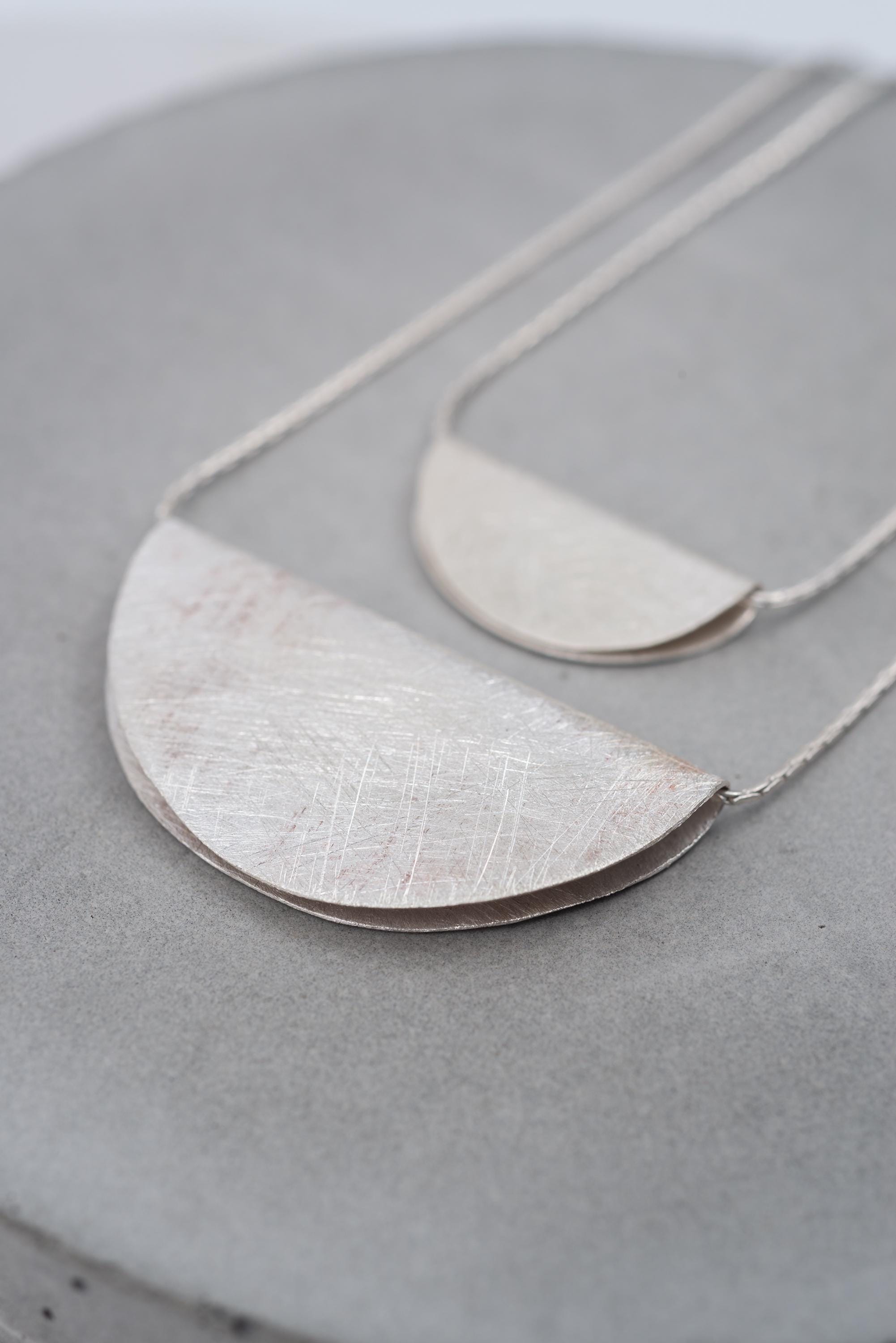 Double Strand Silver Half-moon Pendants Long Necklace (STN0016) - Etsy