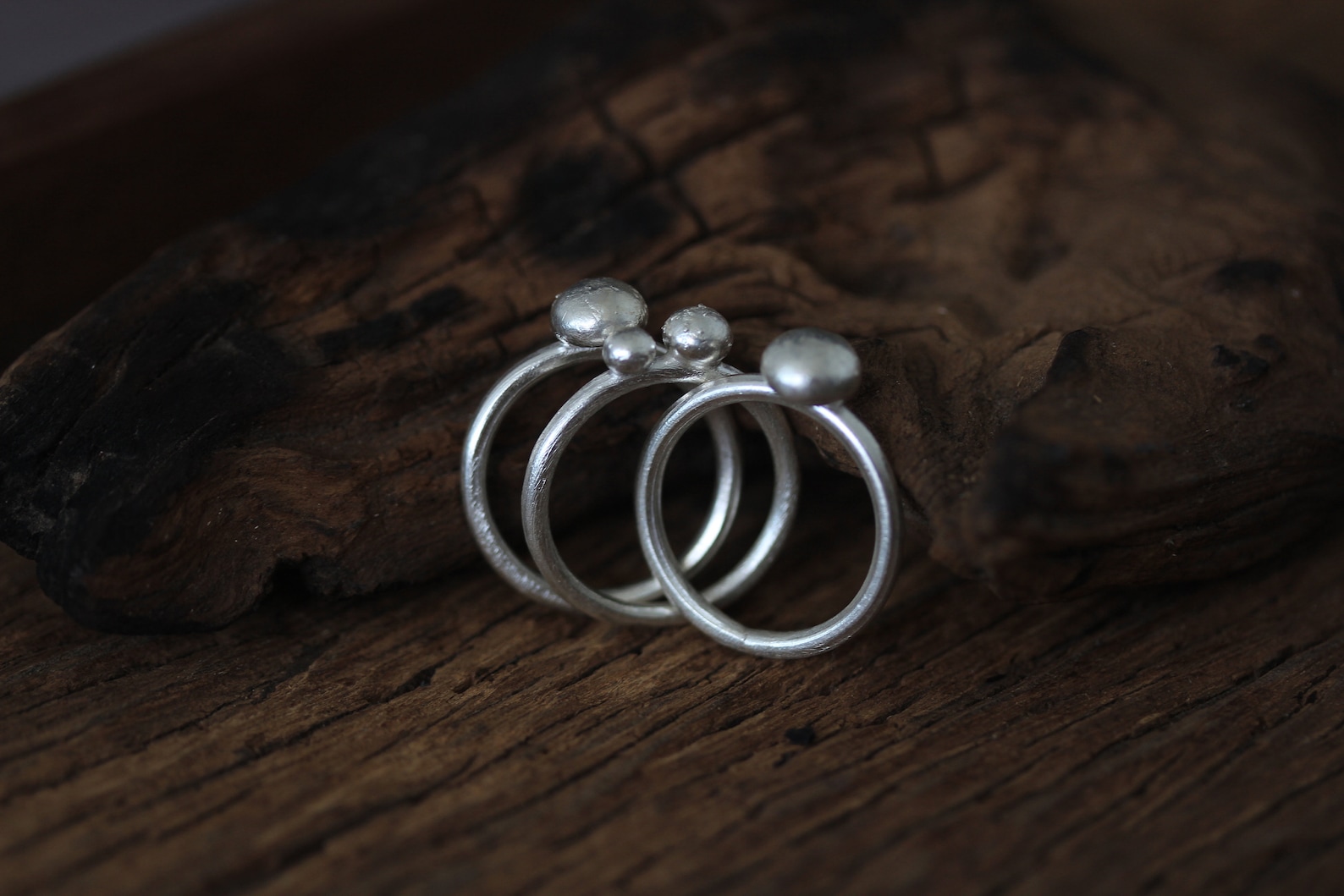 Set of Three Stackable Handmade Silver Rings With - Etsy