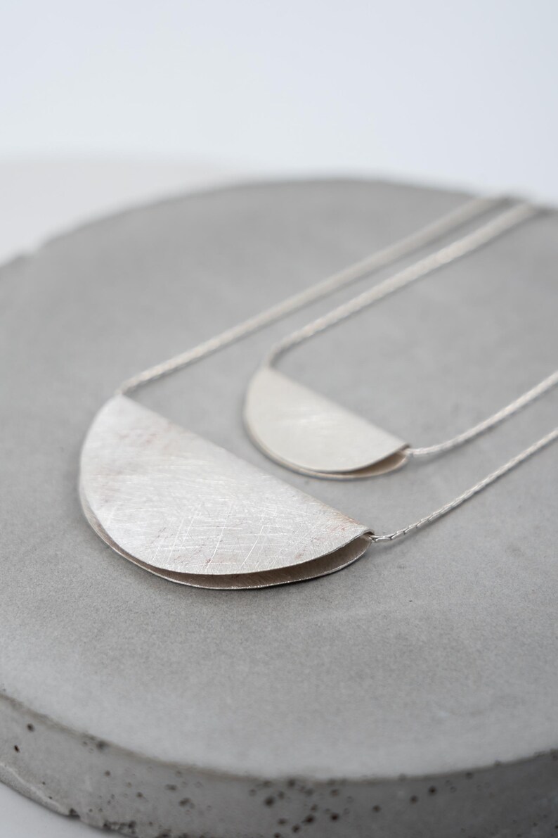 Double Strand Silver Half-moon Pendants Long Necklace (STN0016) - Etsy