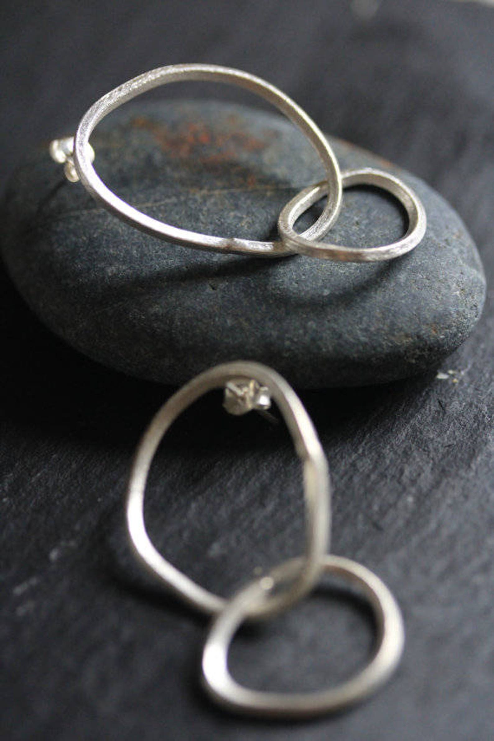 Handmade Silver Interlocked Oval Loops Earrings E0167 - Etsy