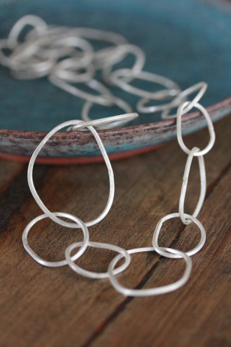 Handmade silver interlocked oval loops necklace N0073 | Etsy