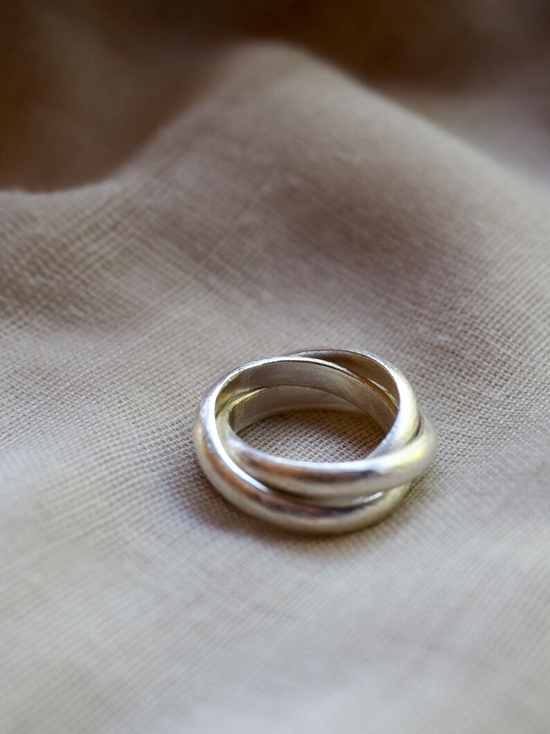 Handmade 3 Intertwined Rings in Silver Wire With Half-round Profile ...