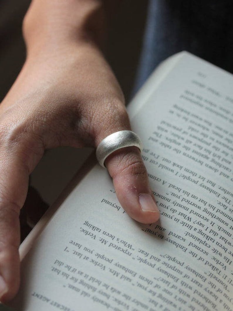 Handmade Wide Band Scratched Surface Silver Ring*woman*man*personalized ...