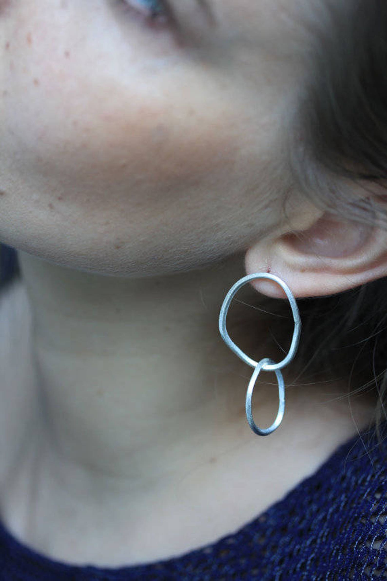 Handmade Silver Interlocked Oval Loops Earrings E0167 - Etsy