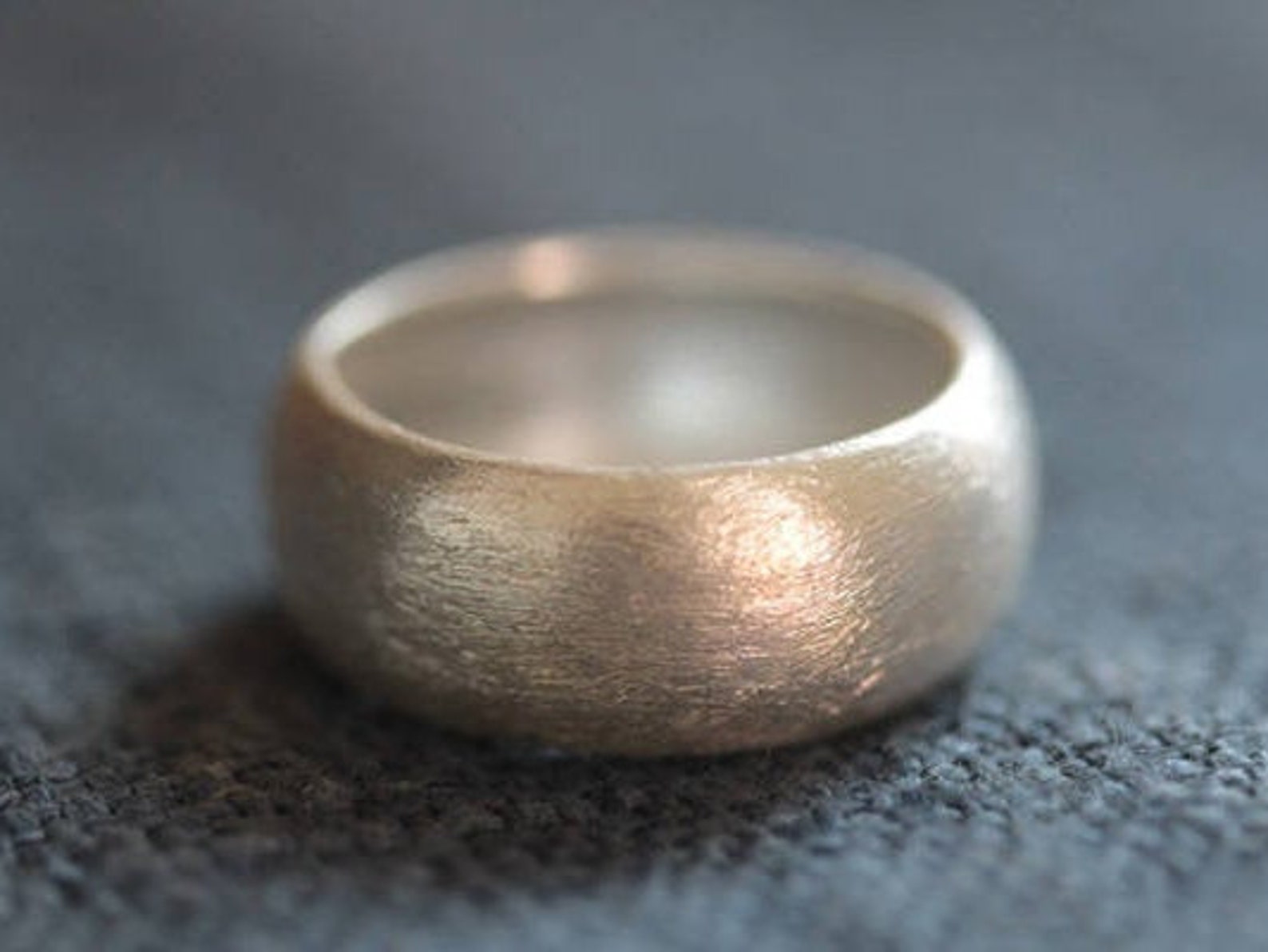 Handmade Wide Band Scratched Surface Silver Ring - Etsy