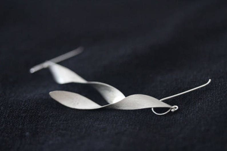 Handmade Twisting Leaf Silver Hook Earring E0138 - Etsy