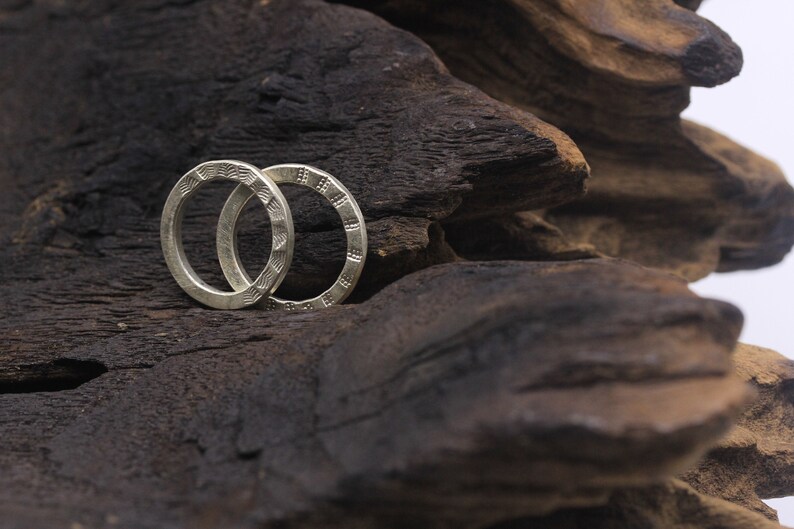 Large Profile Handmade Silver Ring With Stamped Patterns | Etsy