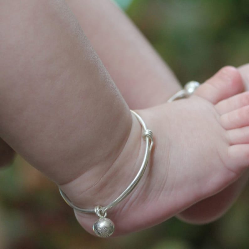 Pair of Handmade Silver Baby Anklets With Decorated Bells BA | Etsy