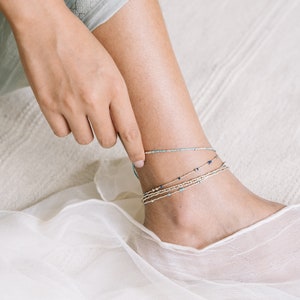 Silver Beads 2 Strands Anklet With Adjustable Chain *silver*woman ...