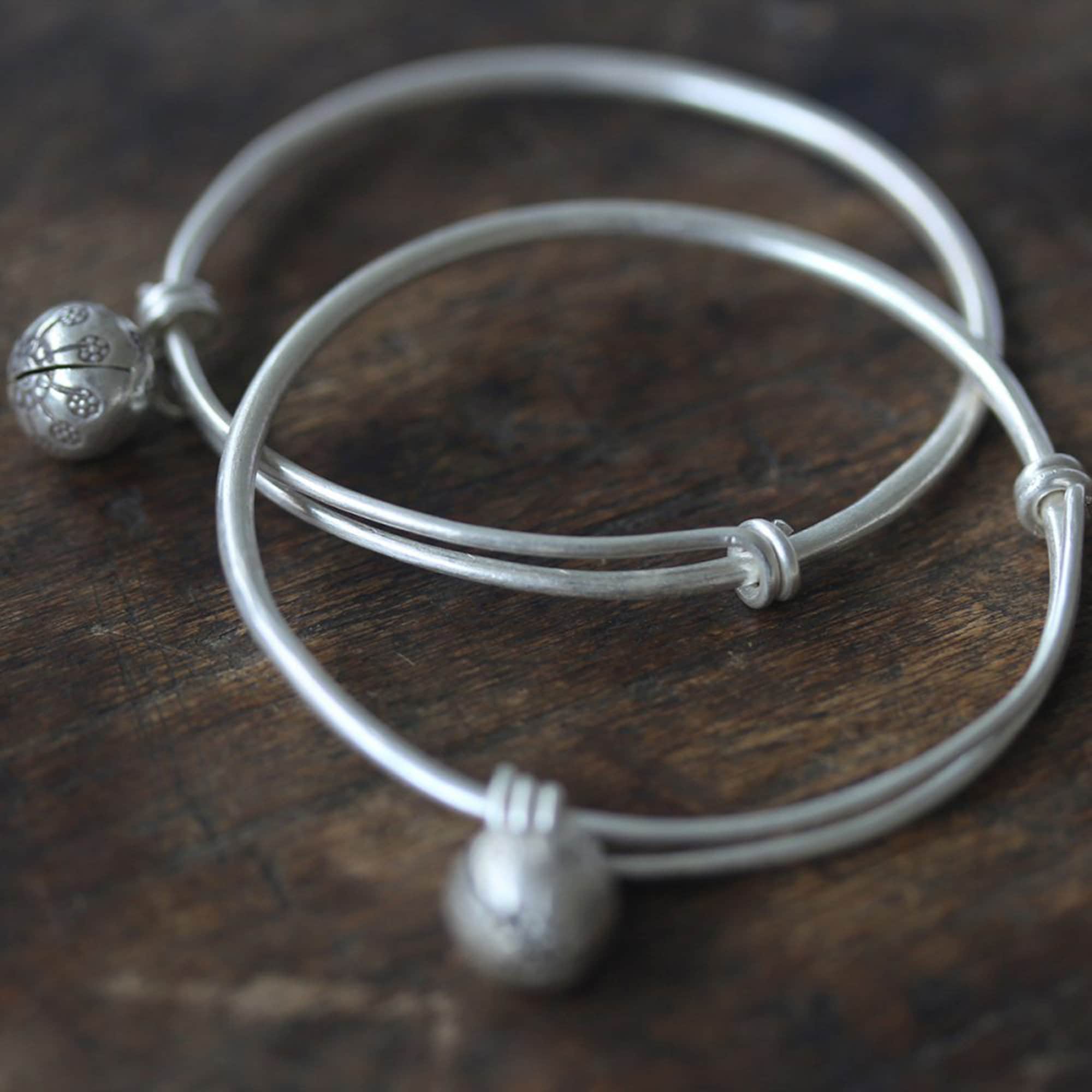 Pair of Handmade Silver Baby Anklets With Decorated Bells (BA) 35 Mm ...