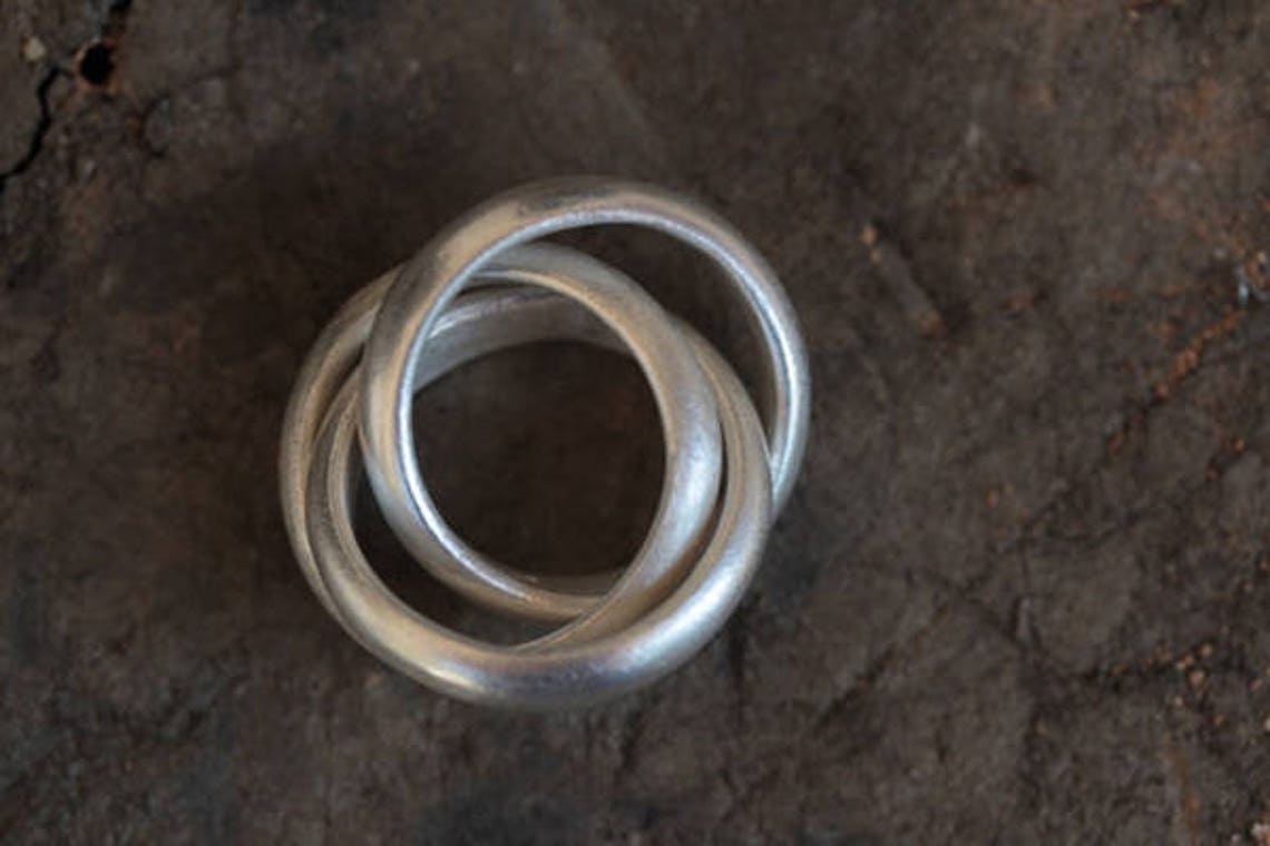 Handmade 3 Intertwined Rings in Silver Wire With Half-round - Etsy UK