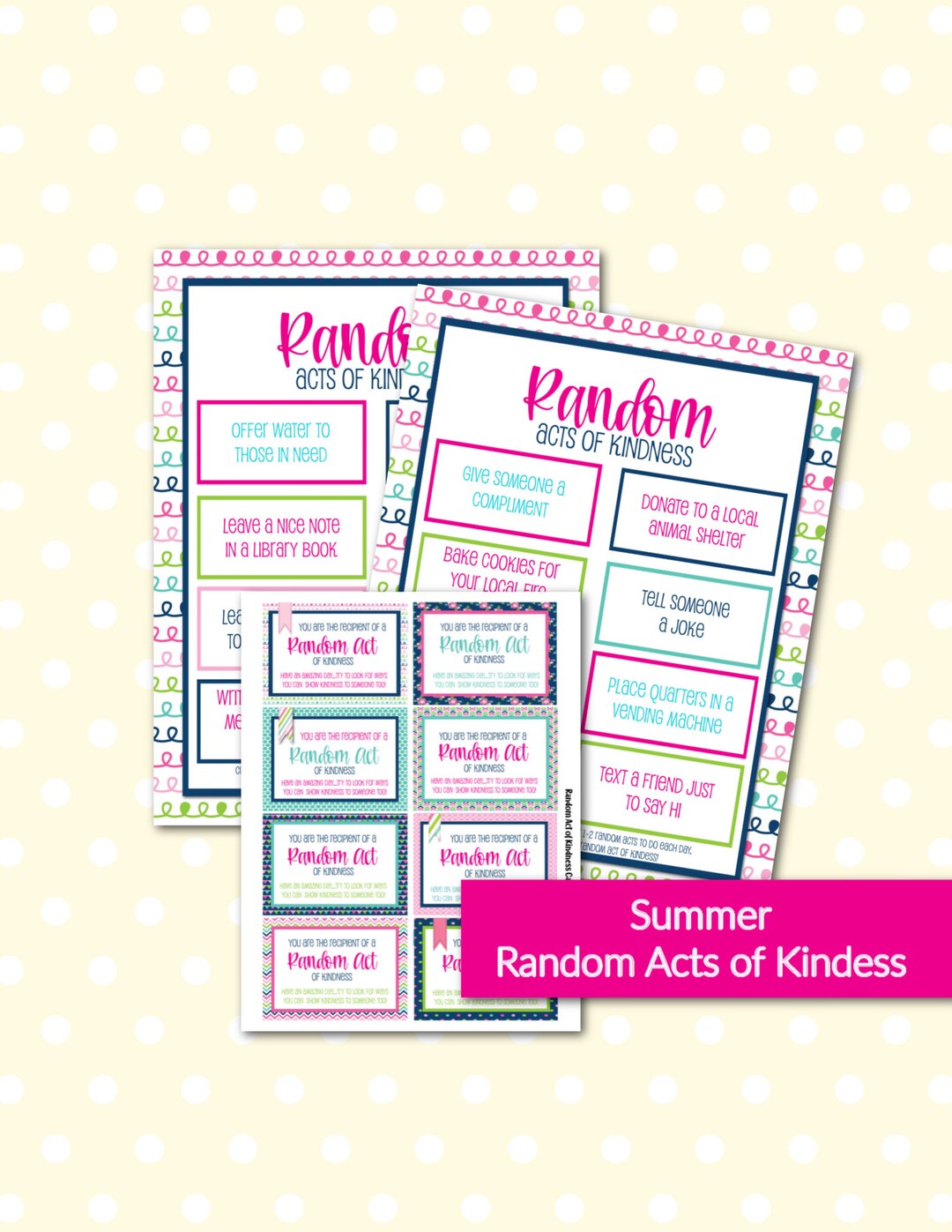 Summer RANDOM ACTS of Kindness Cards - Games Activity Teen Ice Breaker ...