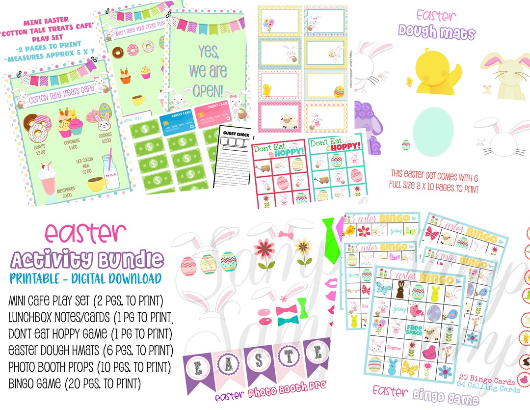 Printable EASTER Games Printable Activity BUNDLE - Bingo Pretend Menu ...