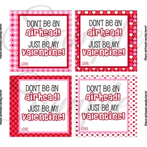 Printable Dont Be an AIRHEAD Tag Printable Valentines Day Cards ...