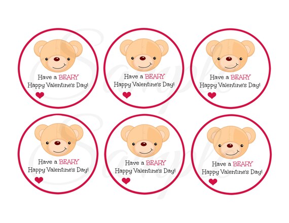 Teddy BEAR Happy Valentines Day Boy Bear Cards or School Lunch | Etsy