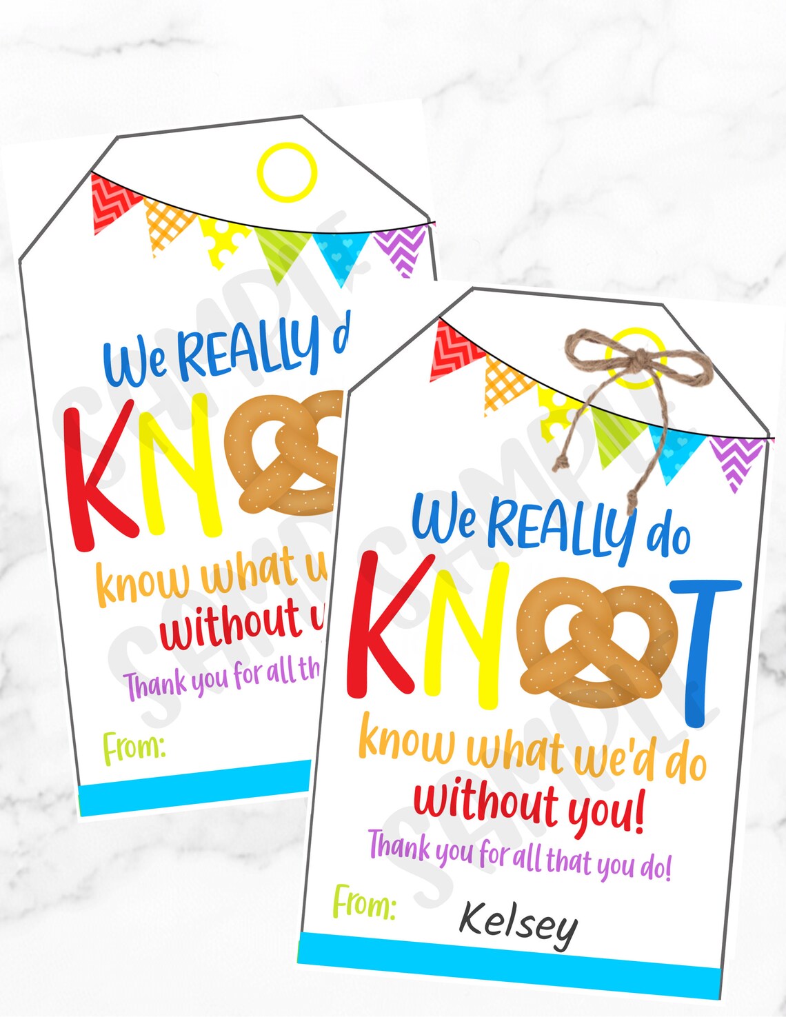 TEACHER Appreciation Pretzel KNOT Thank You Gift Tag Goodie | Etsy