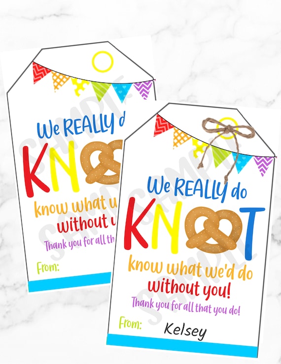 TEACHER Appreciation Pretzel KNOT Thank You Gift Tag Goodie | Etsy