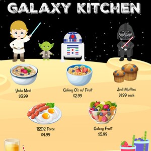 STAR BATTLES Wars Diner MENU Set / Restaurant Cafe Printable Download ...