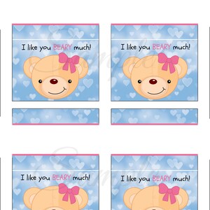 Fold Over Teddy BEAR Valentines Day Cards Treat Bag Topper - Etsy