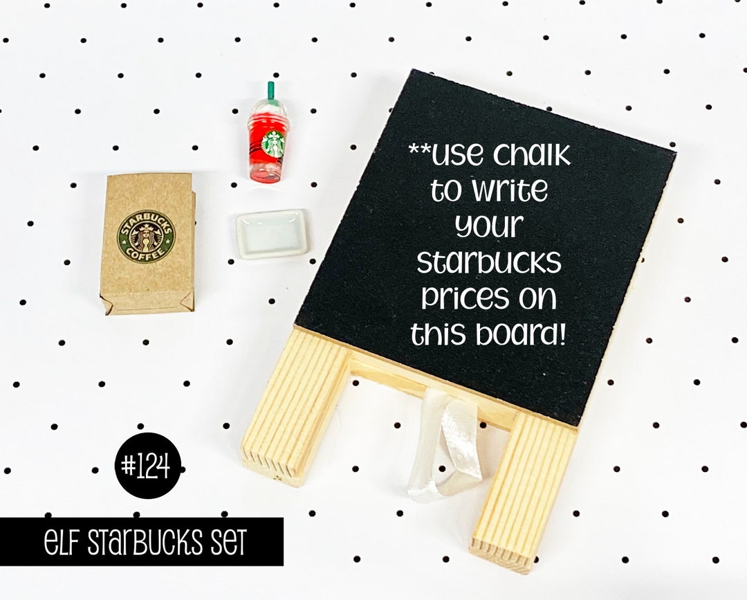 Elf Starbucks Prop Set | Mini Chalkboard, Drink, Bag - Etsy