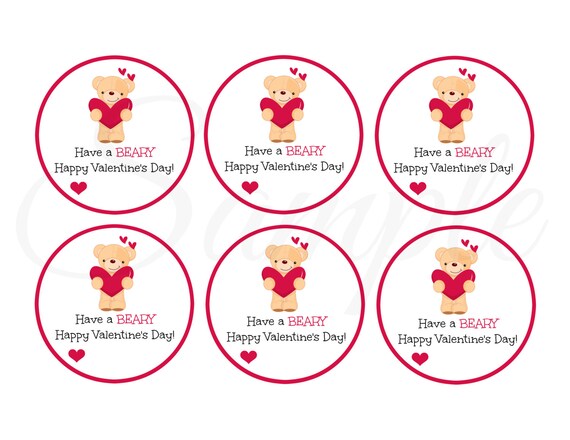 Holiday & Seasonal Cards Valentine Teddy Bear Cards for Kids DIGITAL ...