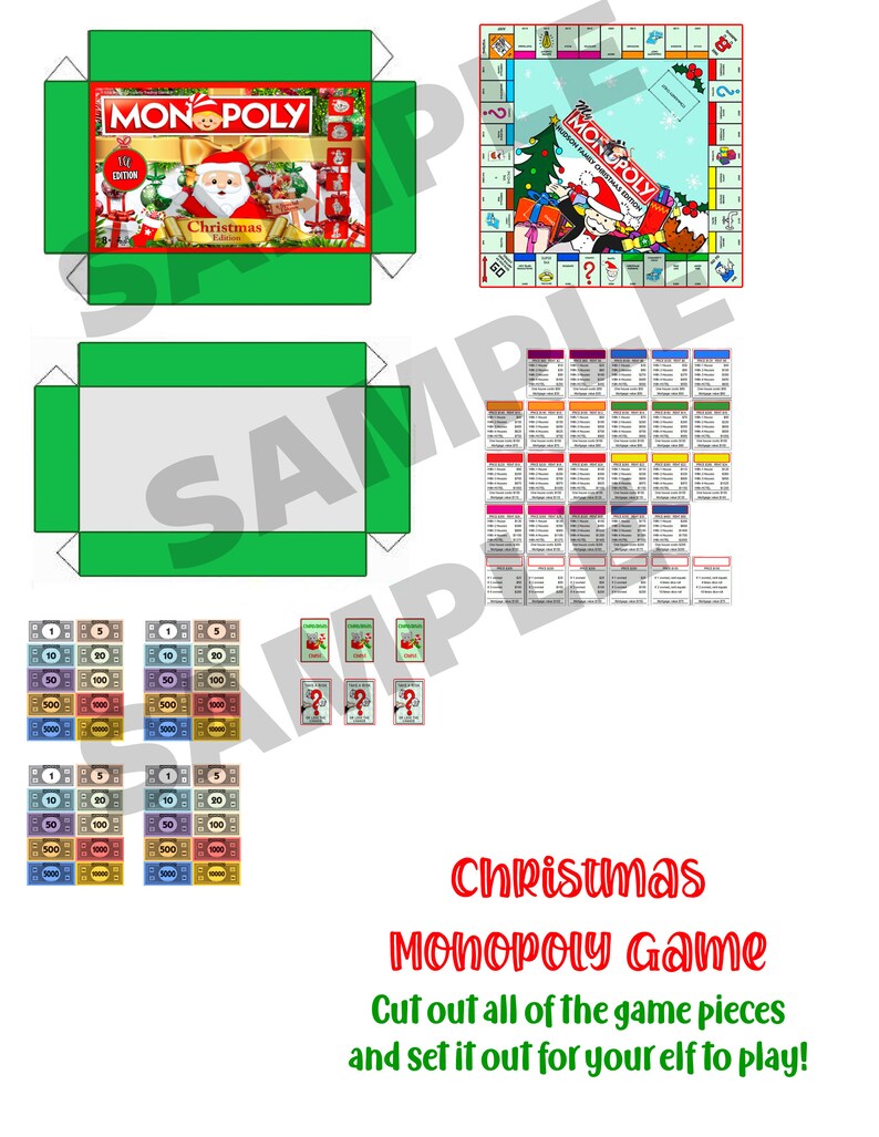 Elf BOARD GAME Activities Set DIY Printable Page Files - Etsy