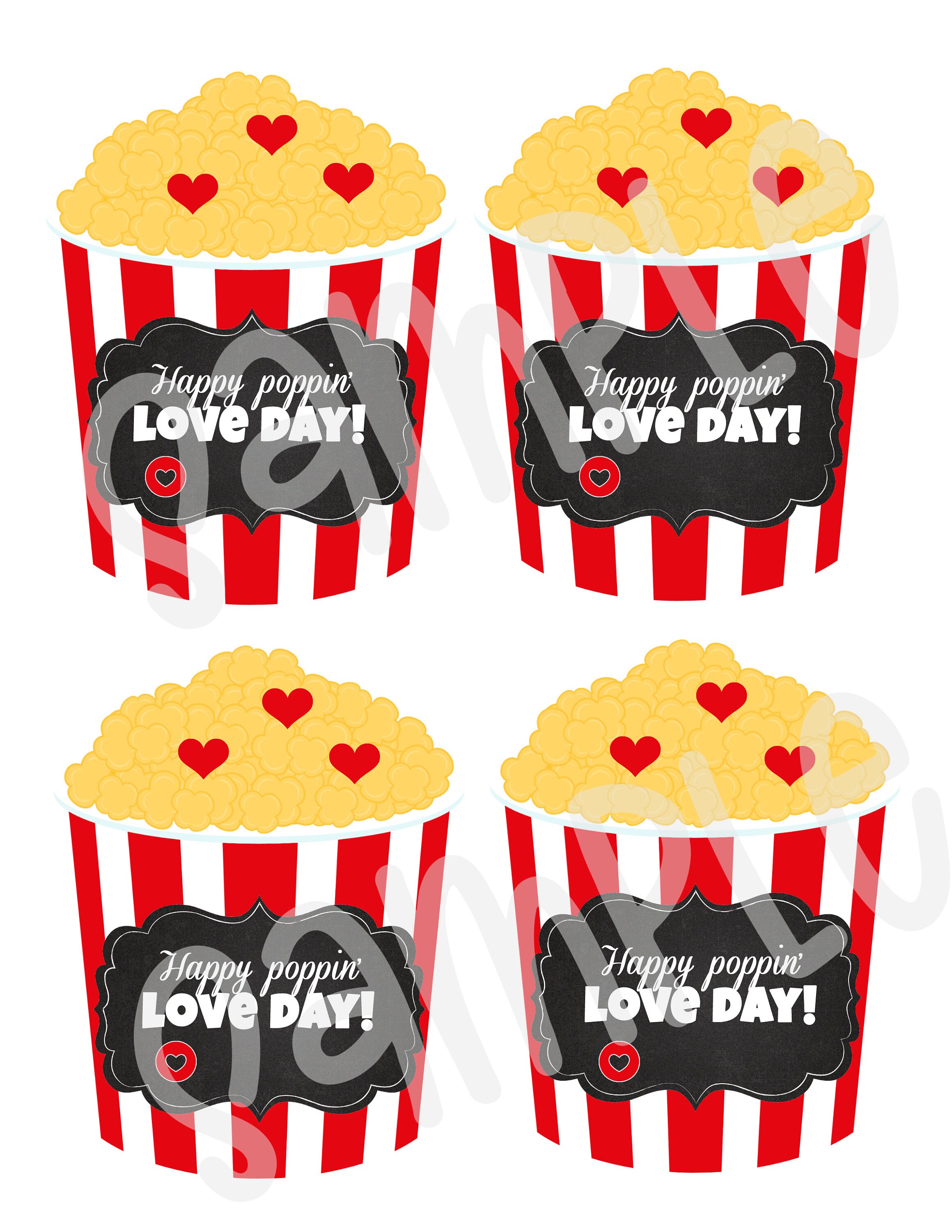 Printable POPCORN Valentines Day Cards School Lunch Box Jokes Printable ...