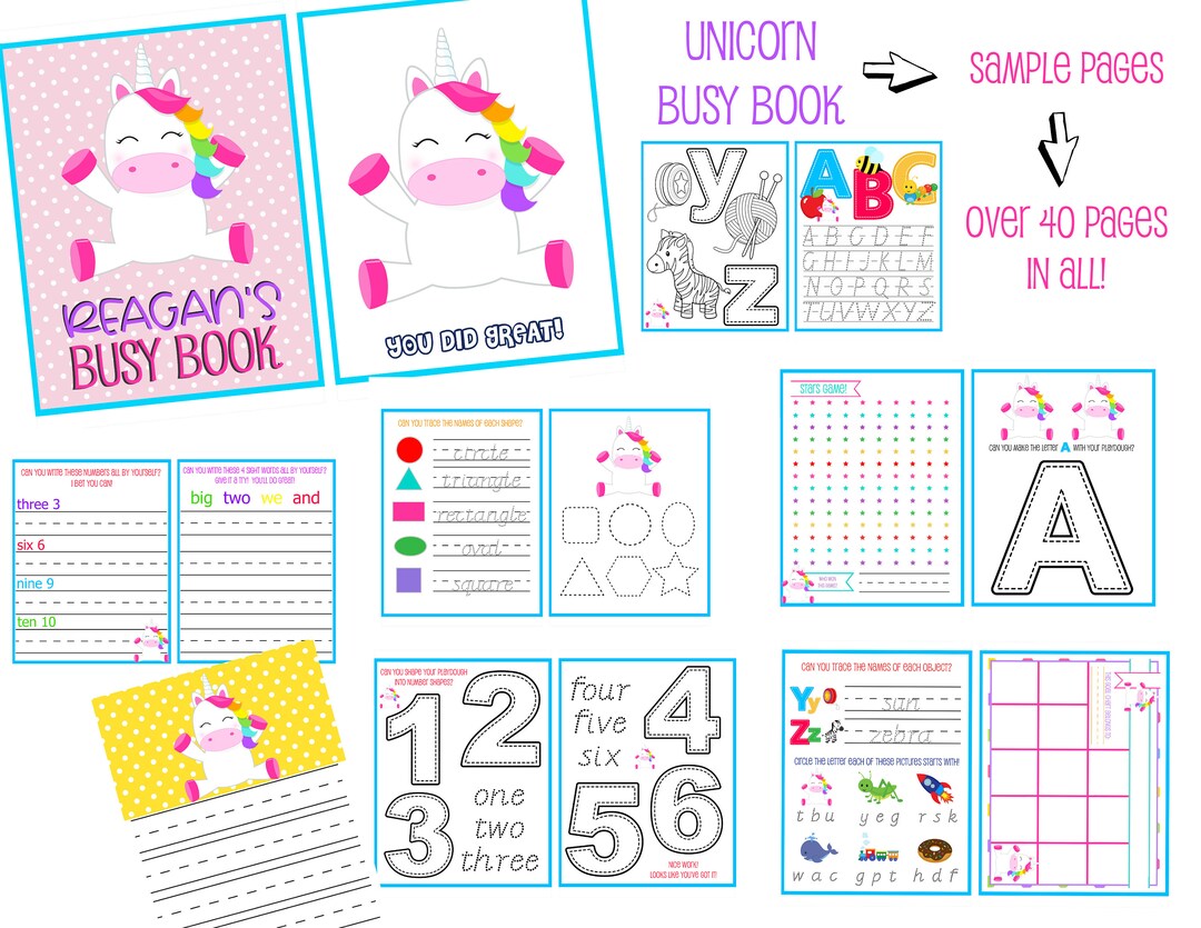 BUSY Book - Unicorn Instant Download Kids PERSONALIZED for Your Child ...