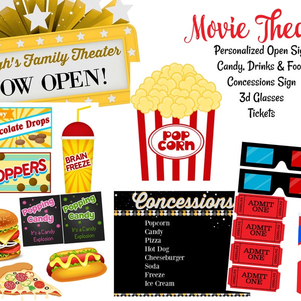 Printable Movie Theater Labels - Etsy