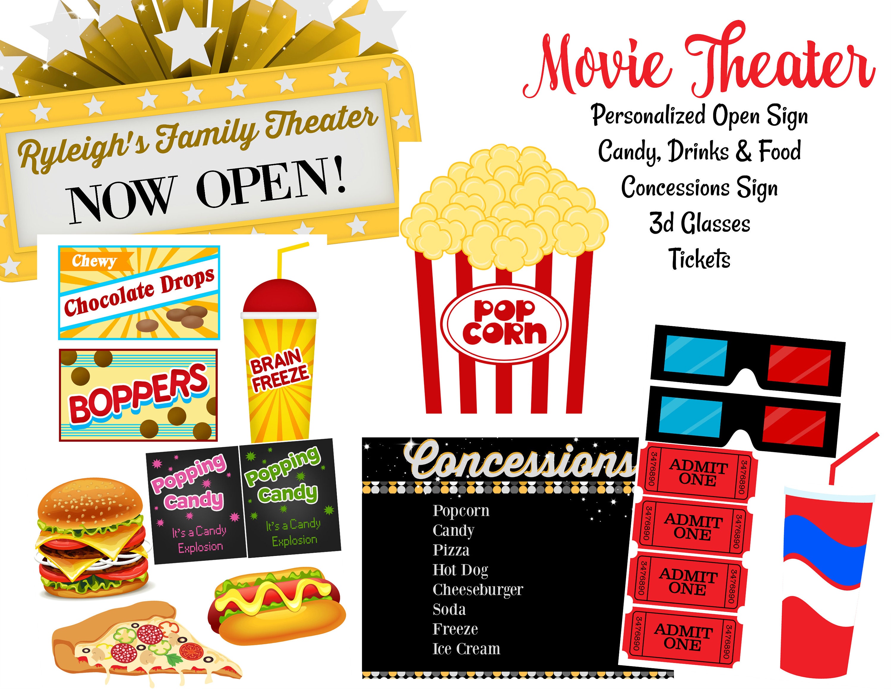 INSTANT Download Kids Dramatic Play Movie THEATER Stand Diner ...