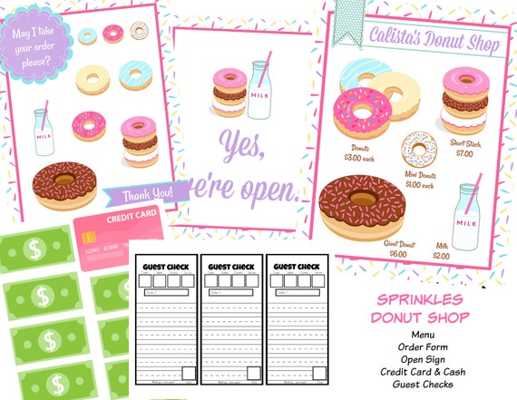 Donut Shop MENU Set INSTANT Download PERSONALIZED Dramatic - Etsy