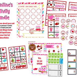 Printable VALENTINES Activity BUNDLE Printable Games Bingo Printable ...