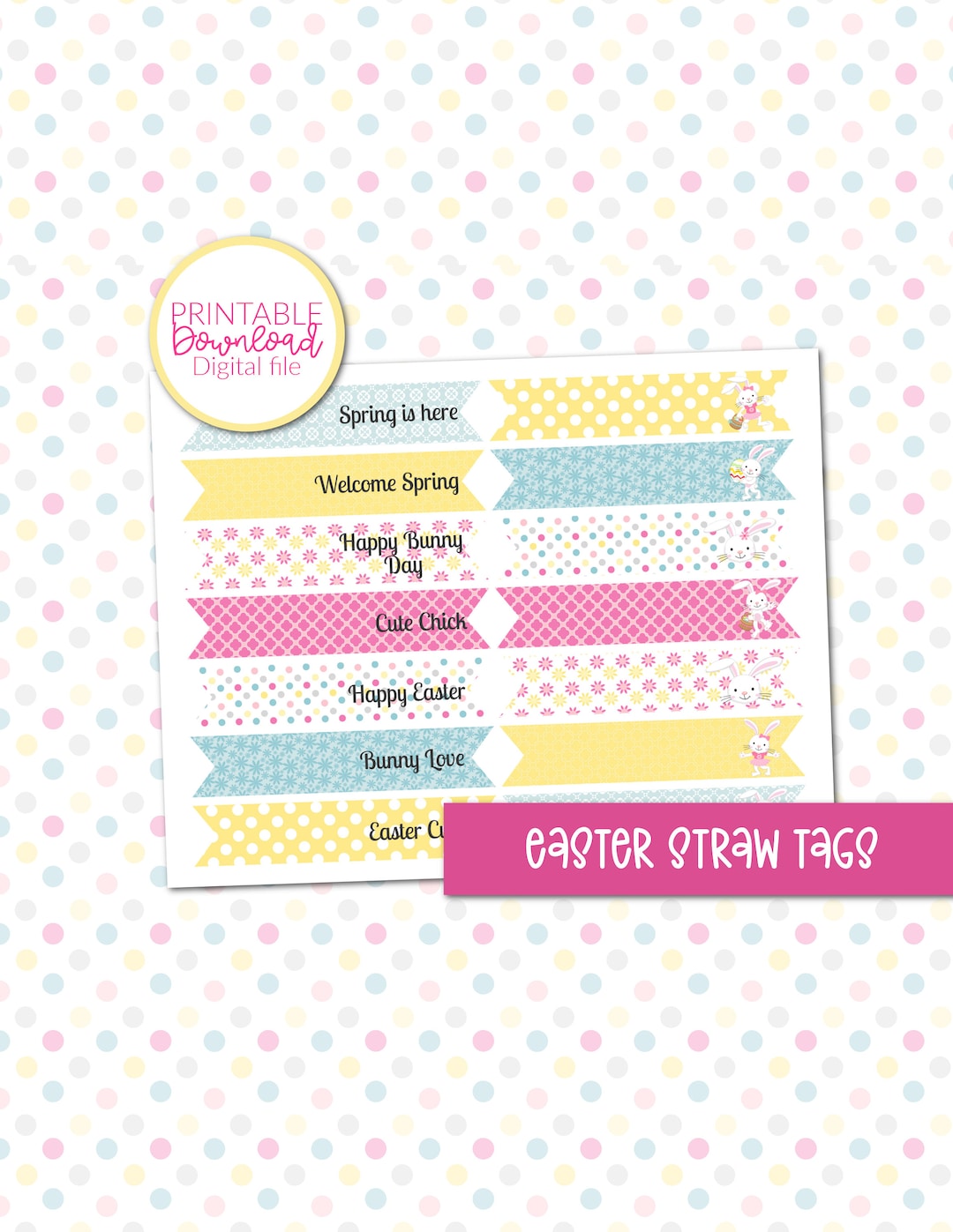 Printable EASTER Straw Flags PRINTABLE Straw Flags Family Dinner Easter ...