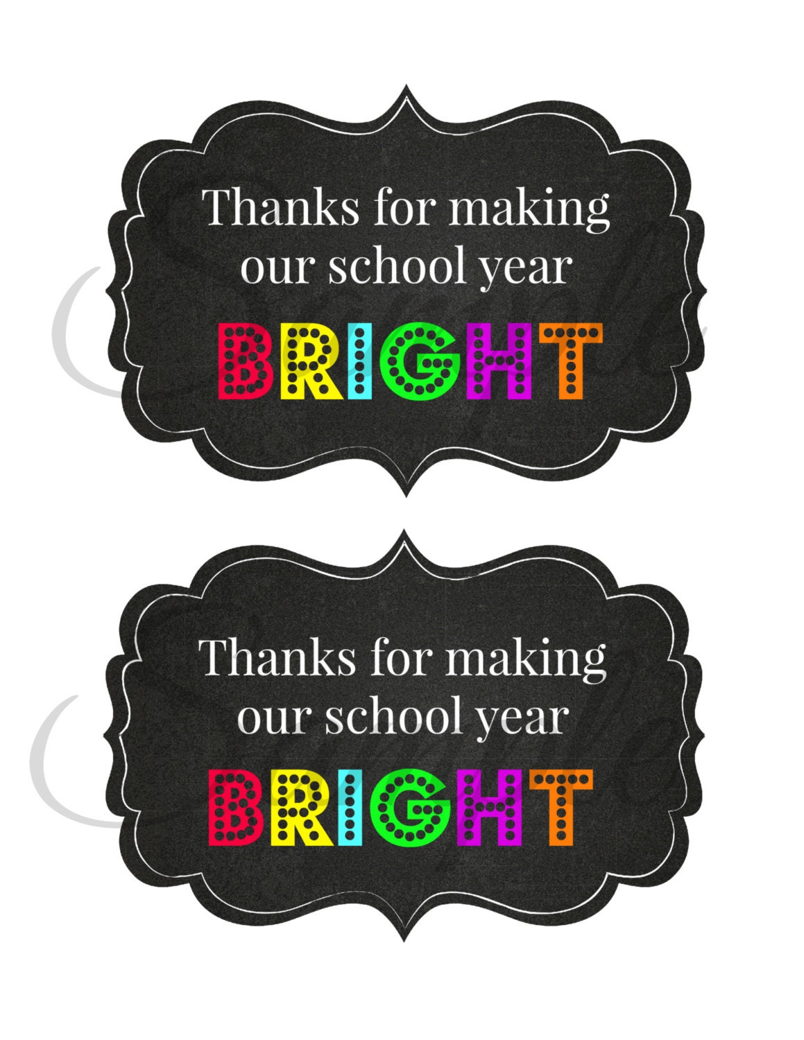 INSTANT Download Thanks for Making Our School Year BRIGHT 2 - Etsy