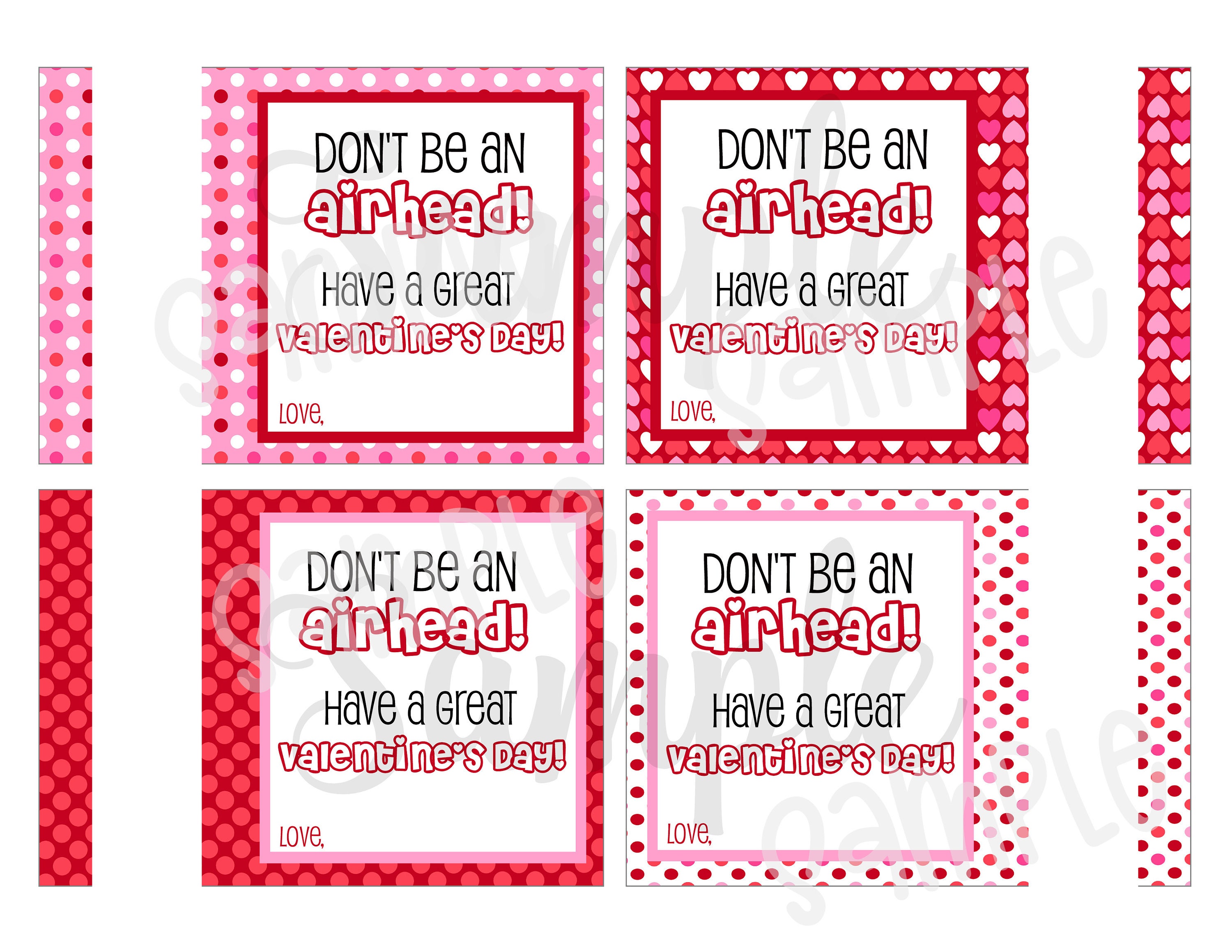 Printable Dont Be an AIRHEAD Tag Printable Valentines Day Cards ...