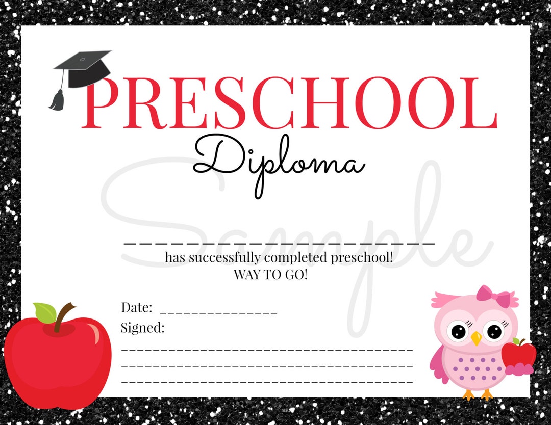 INSTANT Download Preschool GRADUATION Diploma for Girl Certificate ...