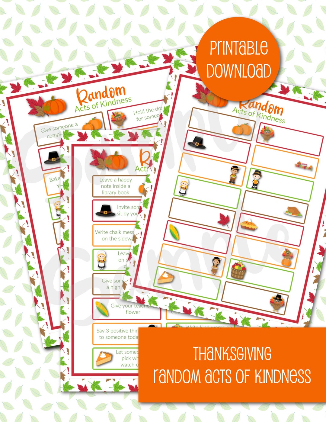 Thanksgiving Random Acts of Kindness Printable | Gratitude Game for ...