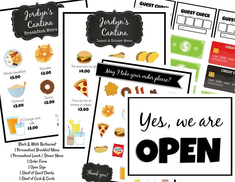 Diner MENU Set / Restaurant Cafe Printable Download Files - Etsy
