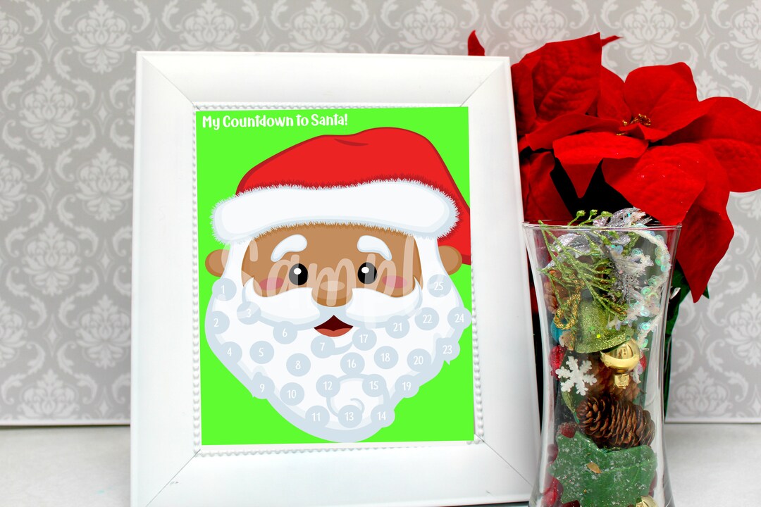 Santa Beard Christmas Countdown Calendar | Printable Advent Activity ...