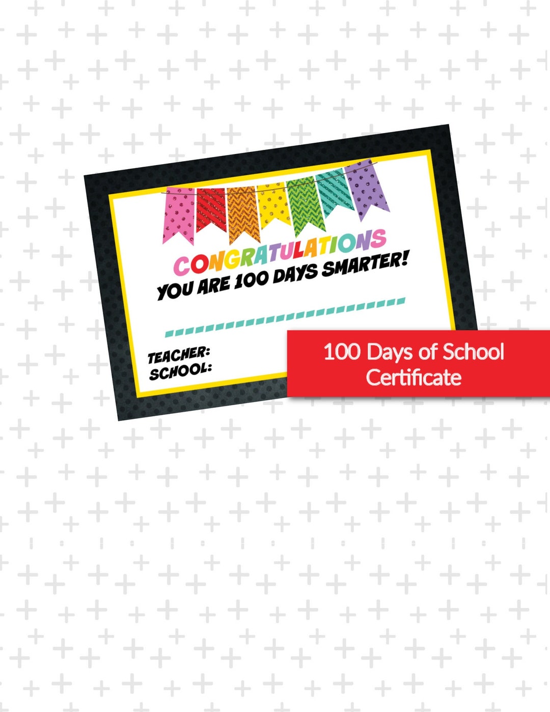 100th Day of School Rainbow Chalkboard Award Certificate INSTANT ...