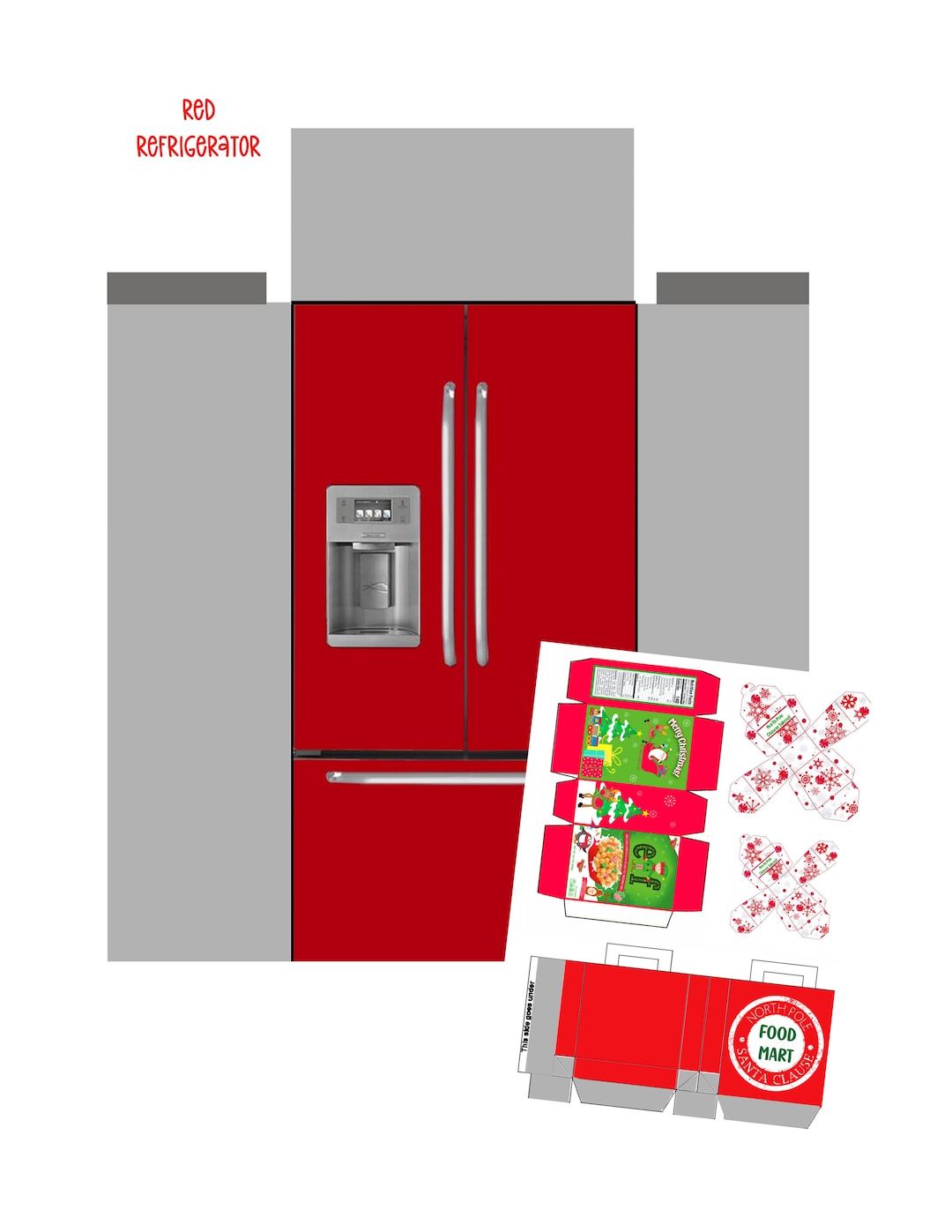 Elf Printable Red REFRIGERATOR Set - Cereal Fridge - Christmas Props ...