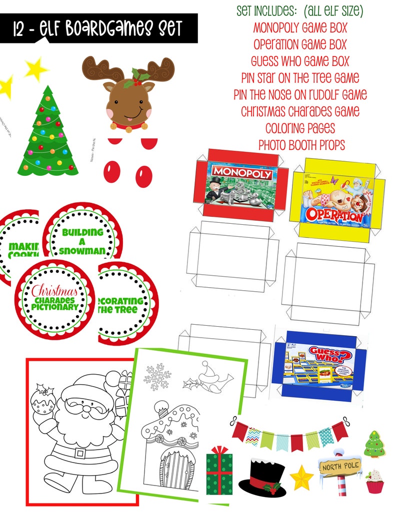 Elf Printable Games & Activities Set | Christmas Elf Props | Holiday ...