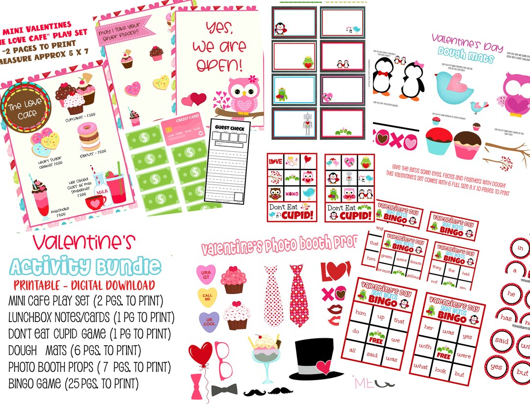 Printable VALENTINES Activity BUNDLE Printable Games Bingo Printable ...