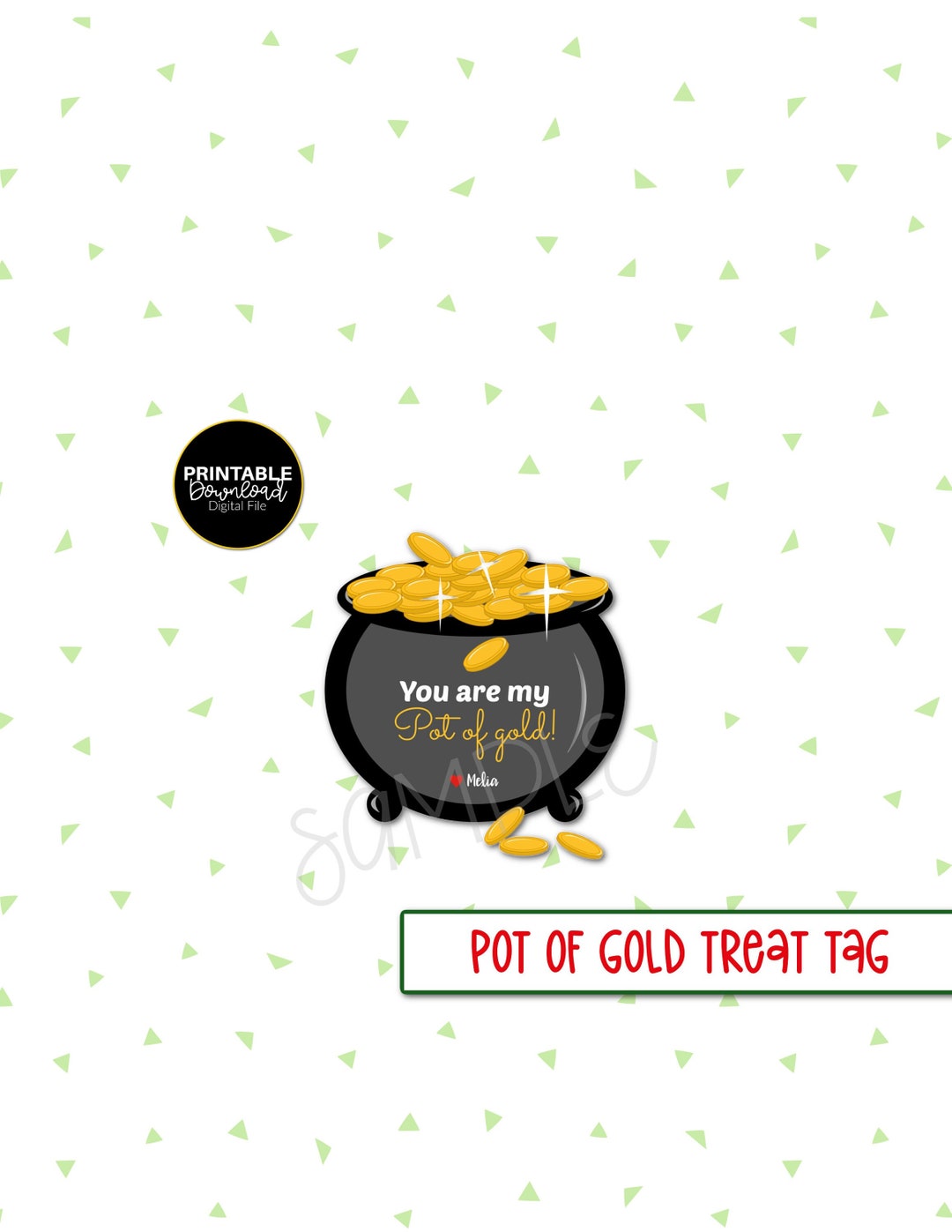 Printable St. Patrick's Day Printable Goodie Treat Tag PRINTABLE Pot of ...